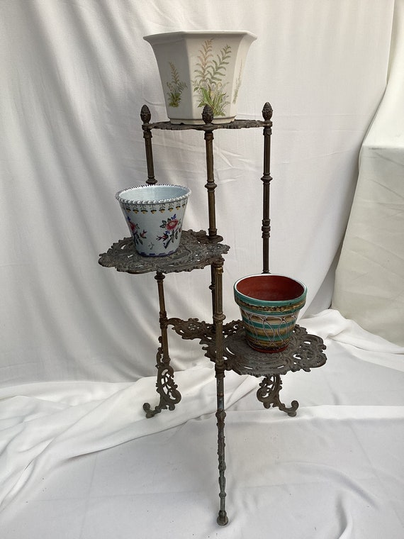 Victorian Style Ornate Artdeco Three Tier Brass Plant Stand. H.75cm Etsy UK