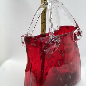 Vintage Italian Handcrafted Gold Splash Ruby Red Glass Hand Bag Purse ...