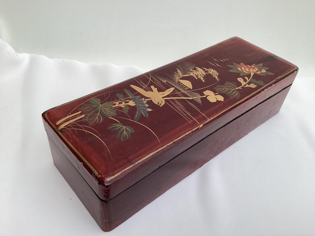 Early 20th Century Antique Japanese Lacquer Box. Trinket Box. L. 27.5cm ...