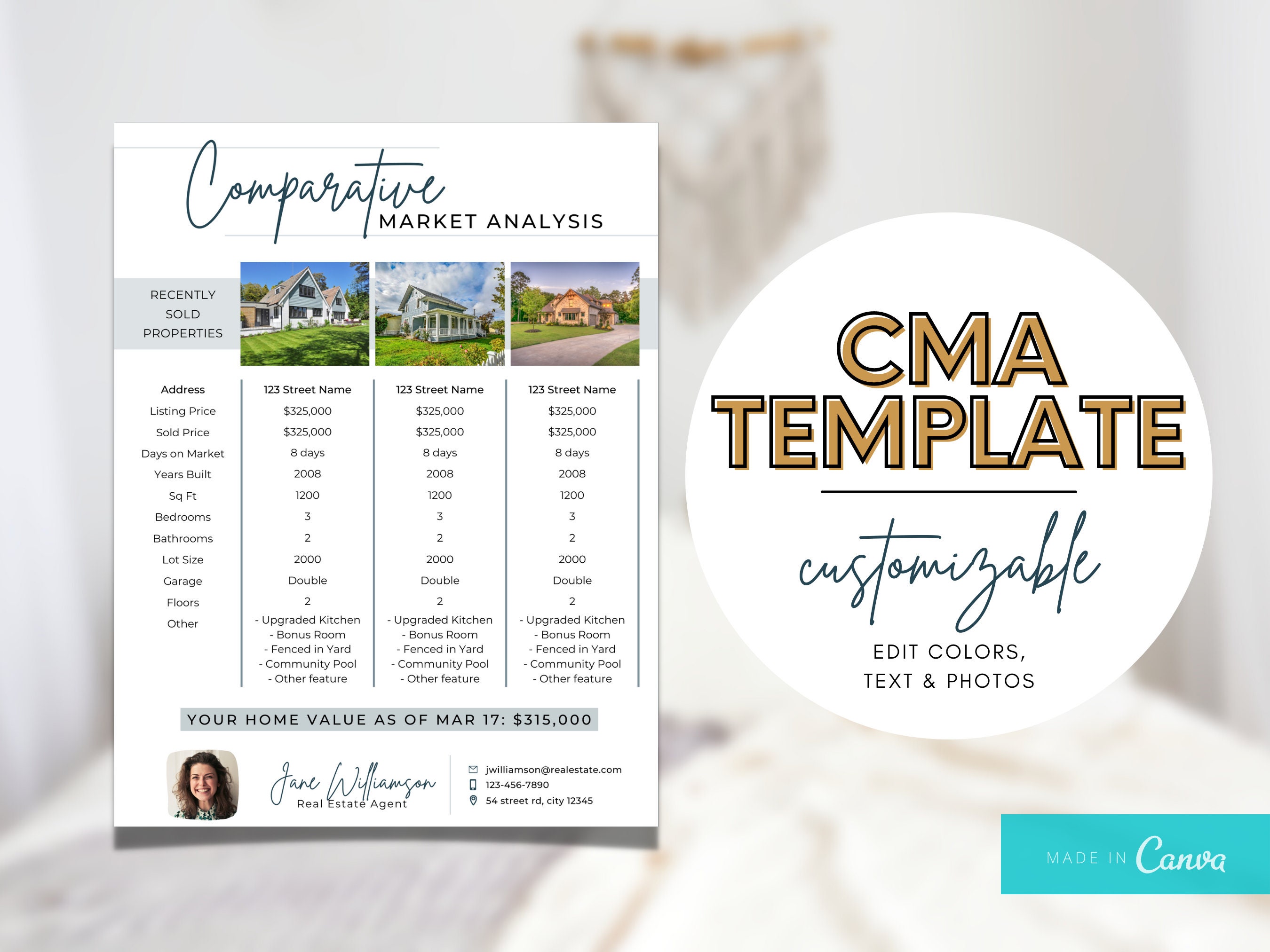 Comparative Market Analysis Template for Real Estate Agents - Etsy