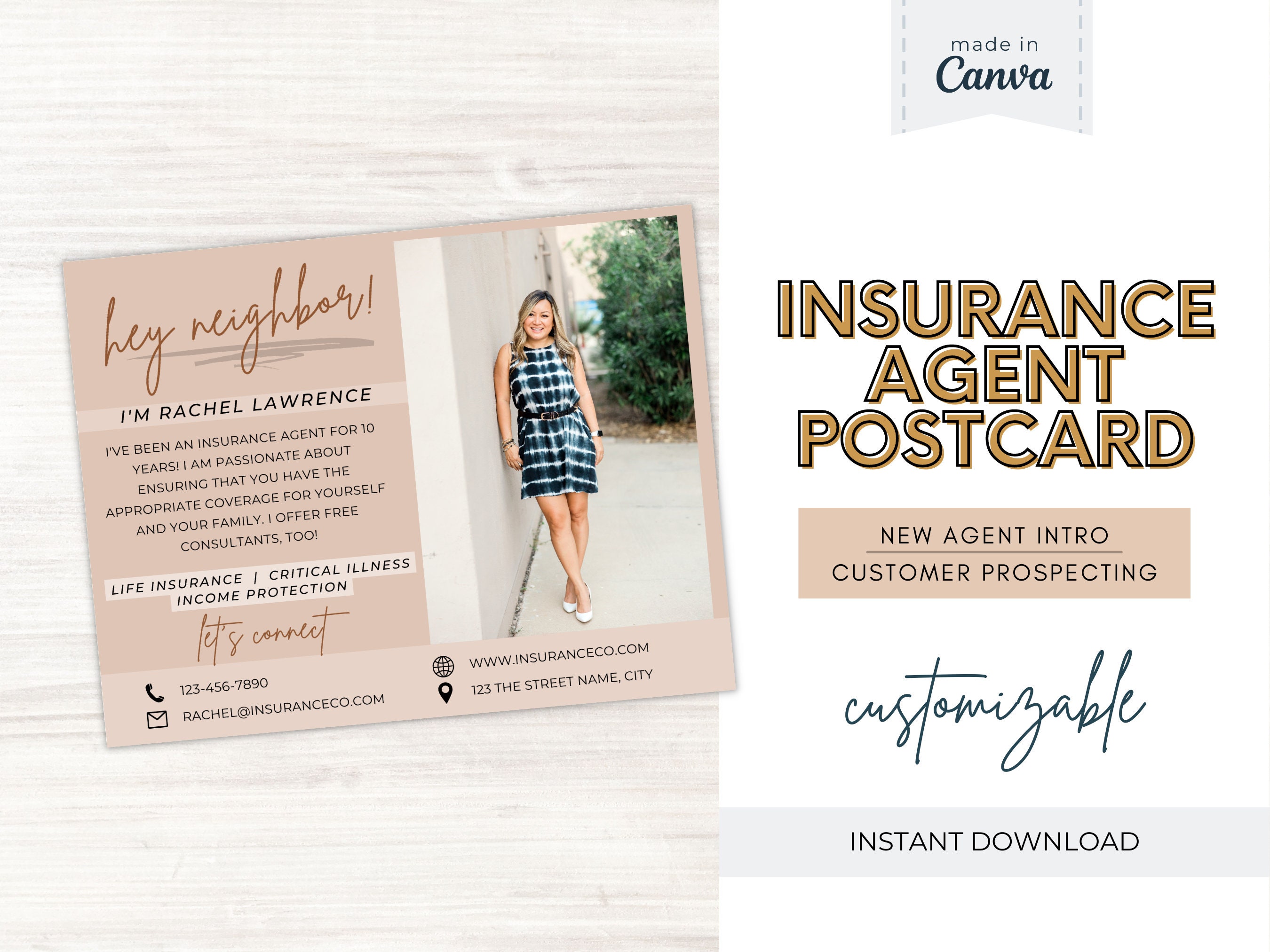 Insurance Agent Marketing Postcard Template Insurance - Etsy