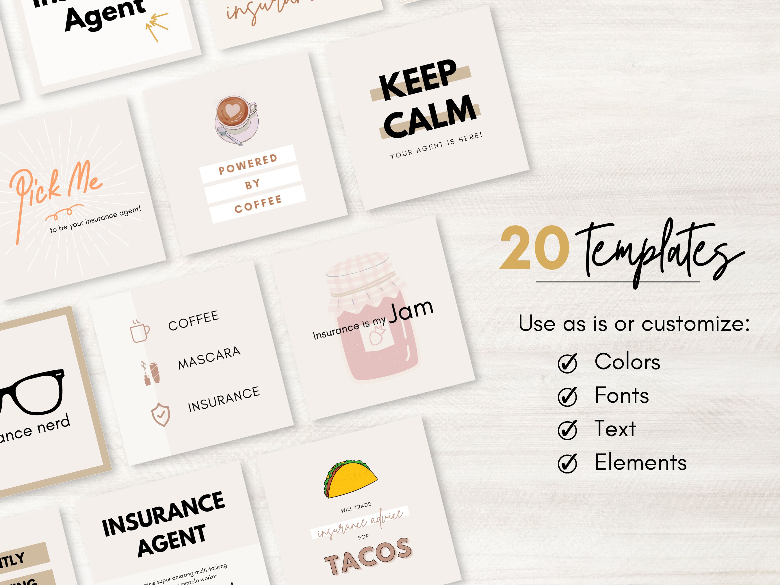 Cute & Funny Social Media Post Templates for Insurance Agent - Etsy