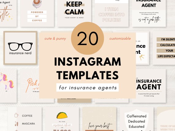 Cute & Funny Social Media Post Templates for Insurance Agent | Etsy