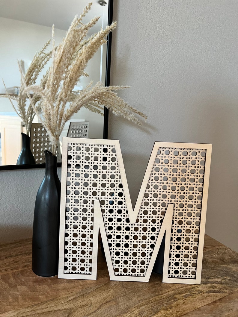 Rattan Nursery Letter Decor Rattan Wicker Letters Wooden - Etsy
