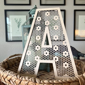 Daisy Floral Rattan Letter, Honeycomb Wicker Letter, Wooden Name Sign ...