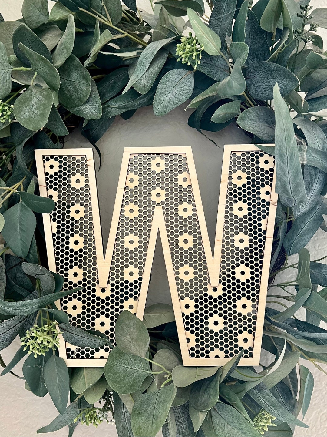 Daisy Floral Rattan Letter, Honeycomb Wicker Letter, Wooden Name Sign ...