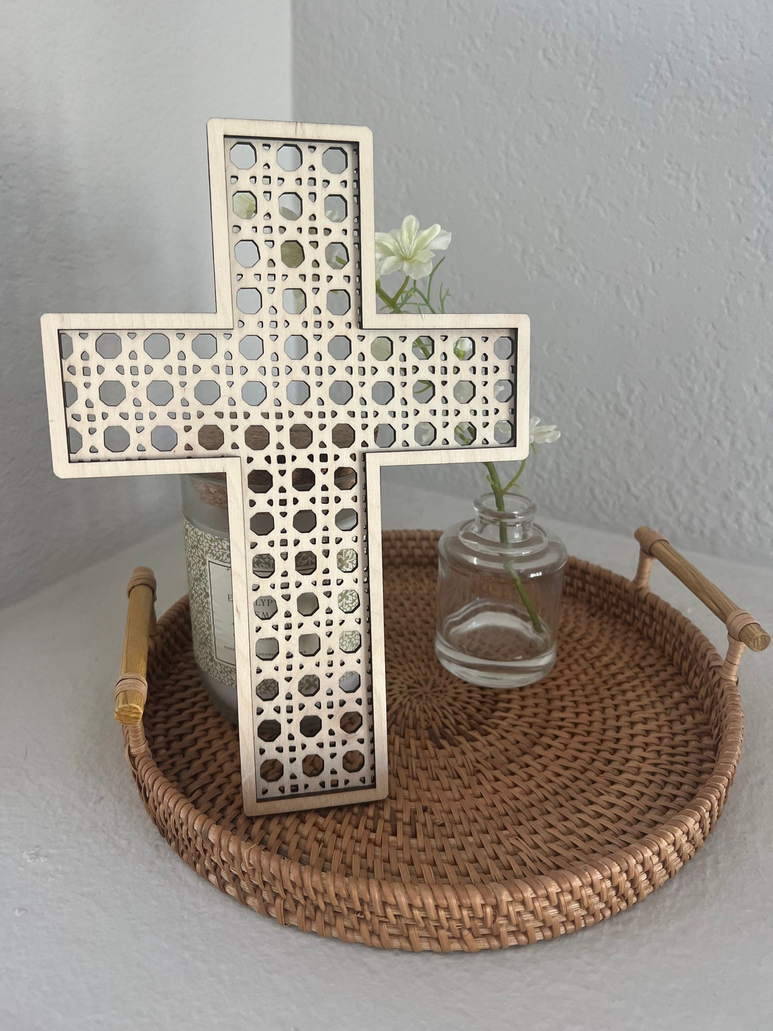 Rattan Inspired Cross, Cane Inspired Cross, Easter Decor, Boho Cross ...