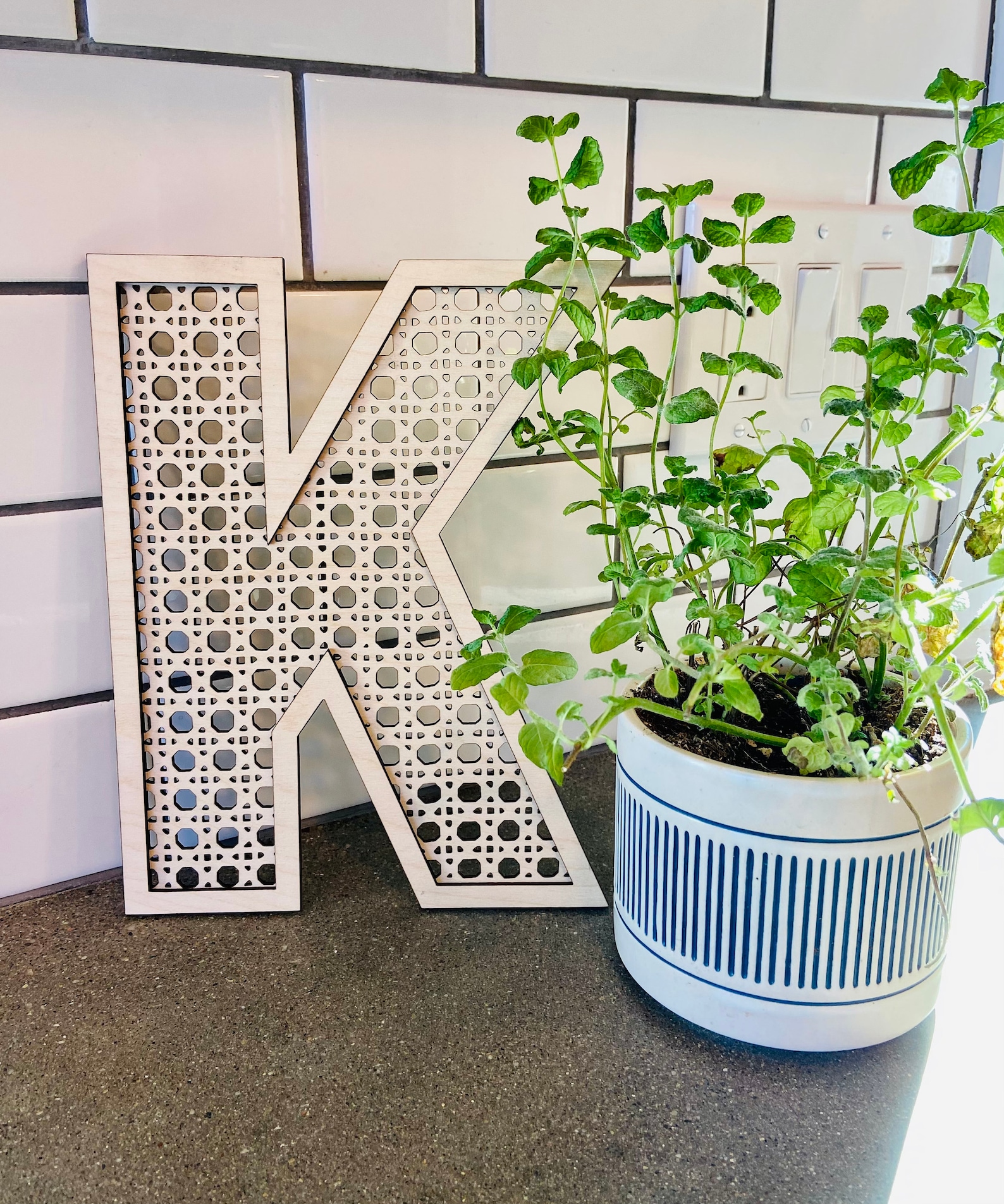 Rattan Nursery Letter Decor Rattan Wicker Letters Wooden - Etsy