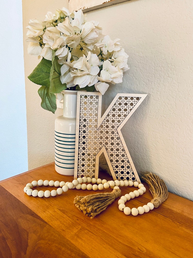 Rattan Nursery Letter Decor Rattan Wicker Letters Wooden - Etsy