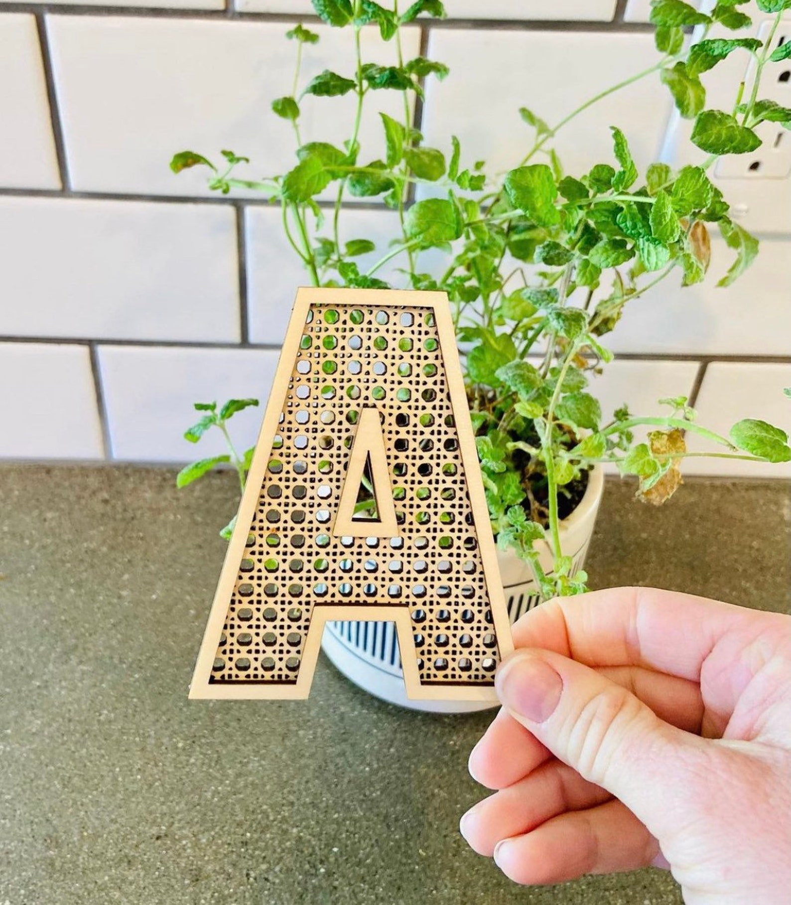 Rattan Nursery Letter Decor Rattan Wicker Letters Wooden - Etsy