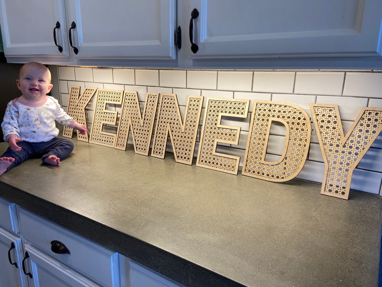 Rattan Nursery Letter Decor Rattan Wicker Letters Wooden - Etsy