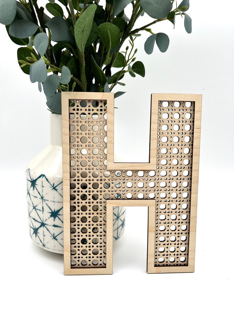 Rattan Nursery Letter Decor Rattan Wicker Letters Wooden - Etsy