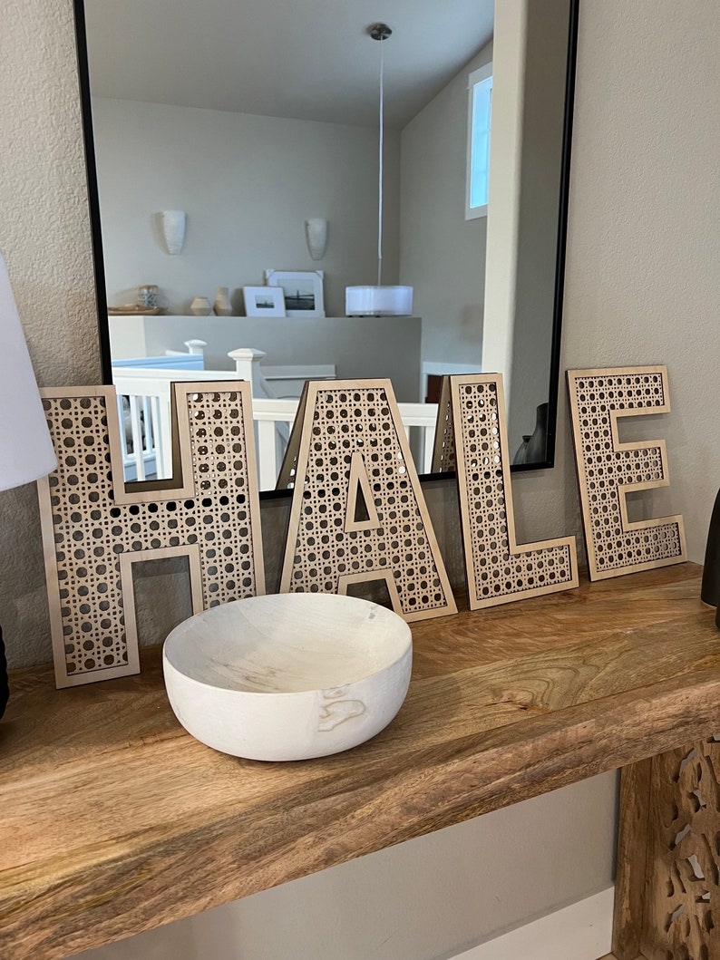 Rattan Nursery Letter Decor Rattan Wicker Letters Wooden - Etsy