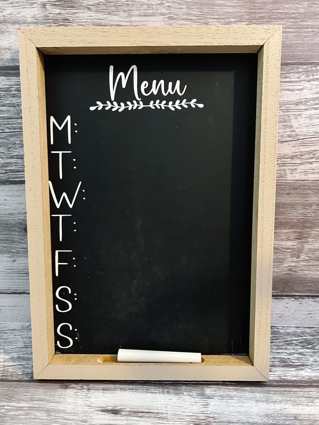 Chalkboard Menu // Wooden Kitchen Sign 7.5x11 // Weekly Menu Chalkboard ...