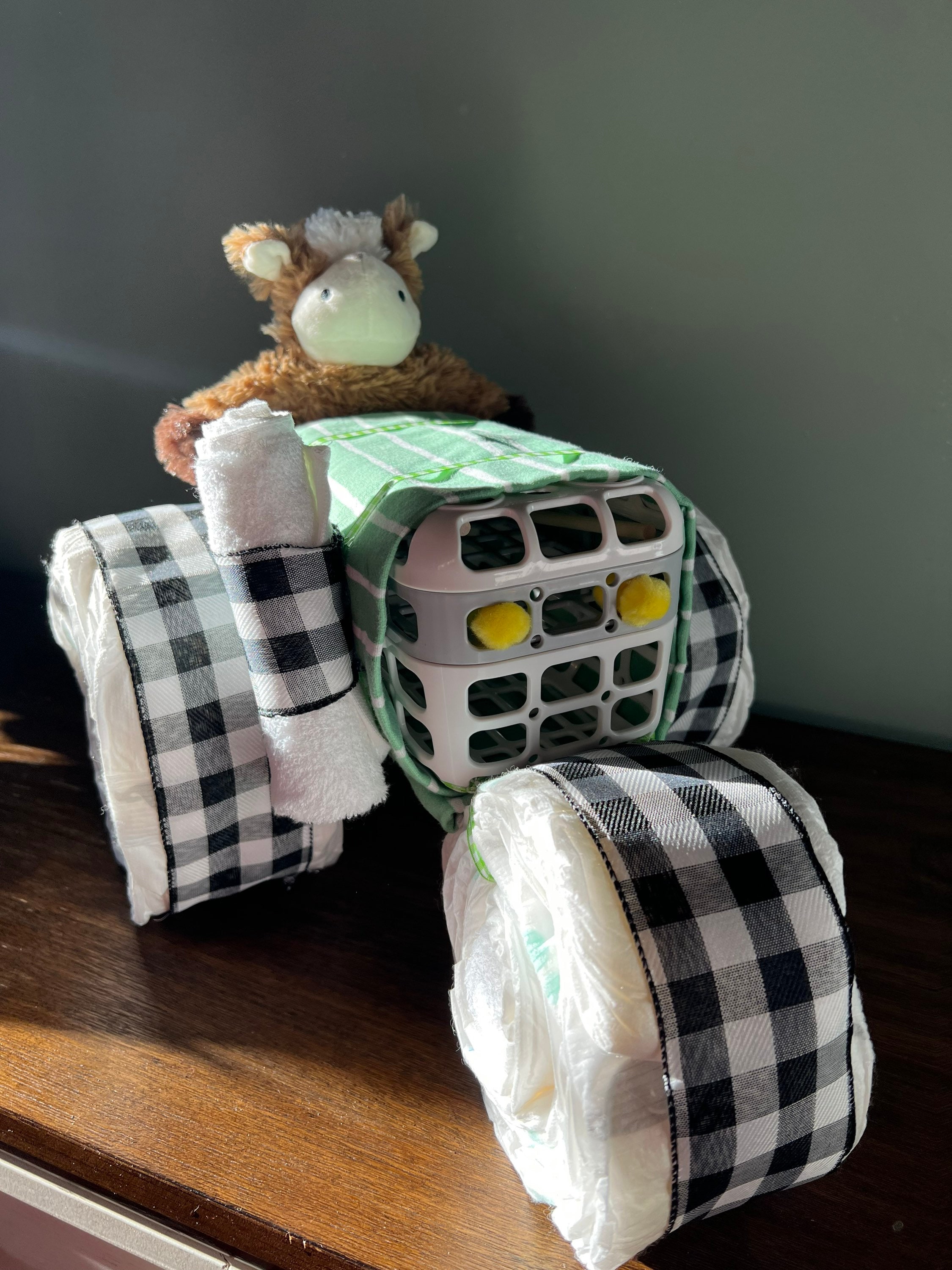 Tractor Diaper Cake | Farm Themed Baby Shower | Barnyard Baby Shower ...