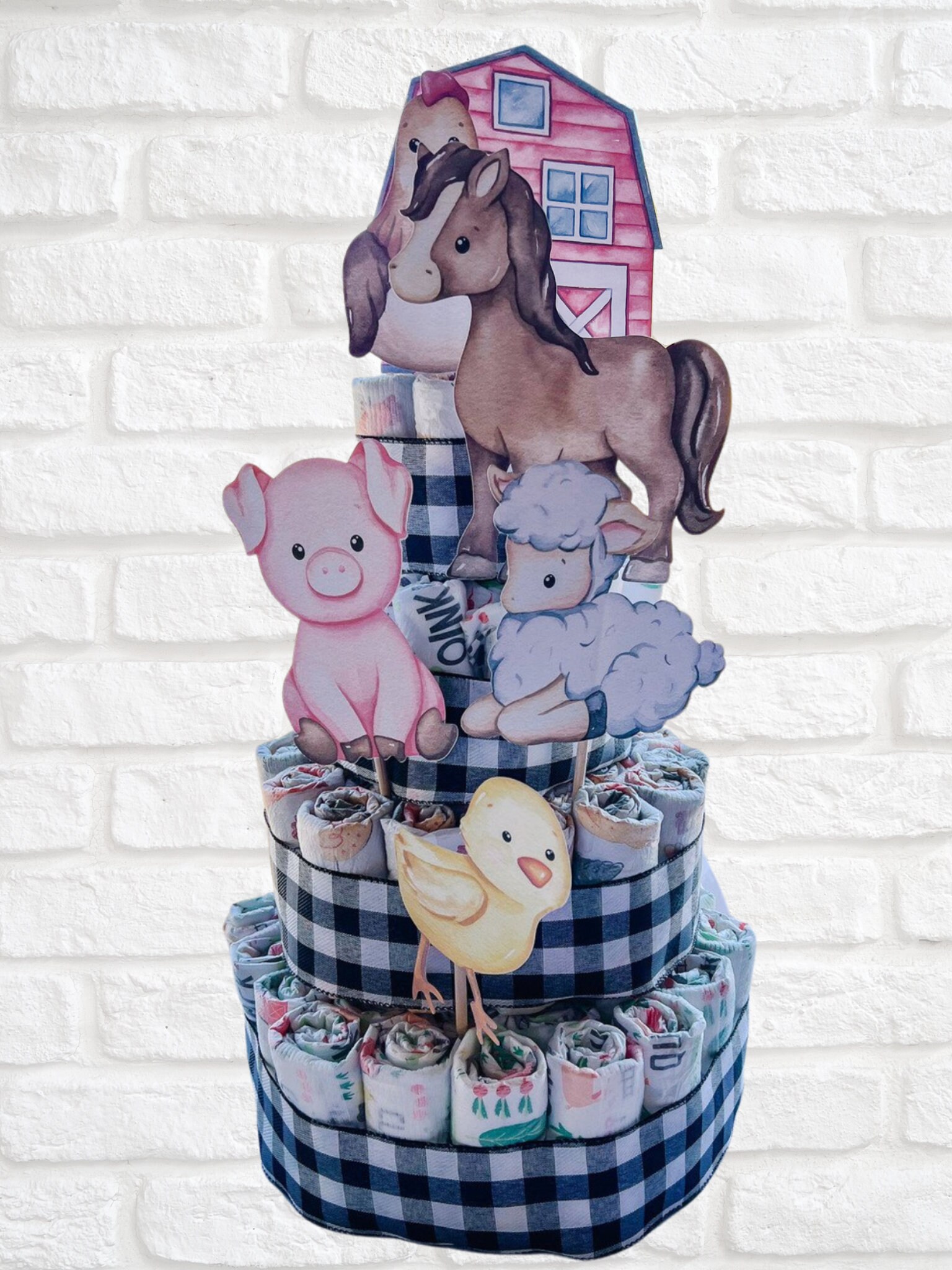 Diaper Cake | Farm Animal Diaper Cake | Premium Diaper Cake | Custom ...