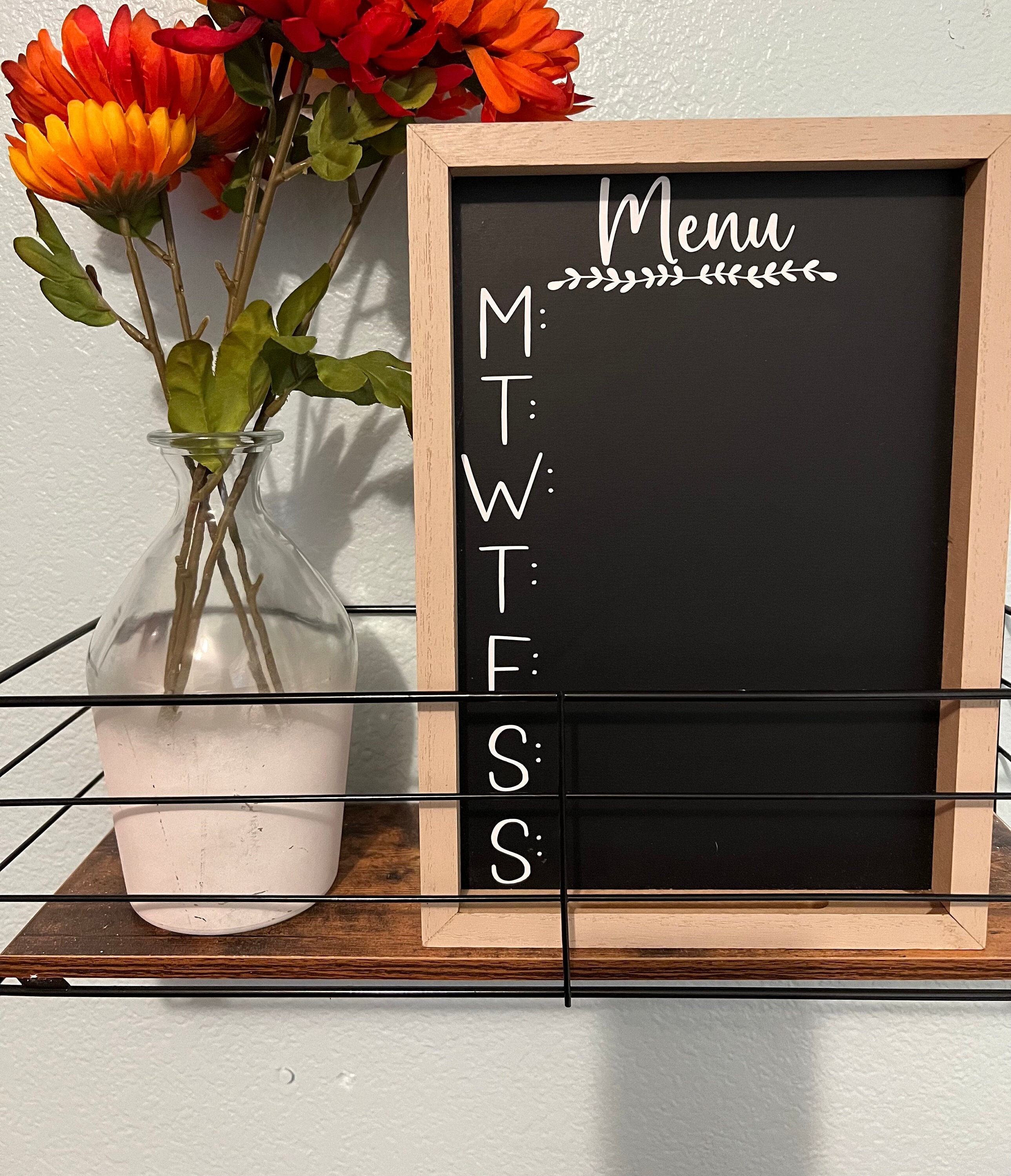 Chalkboard Menu // Wooden Kitchen Sign 7.5x11 // Weekly Menu Chalkboard ...