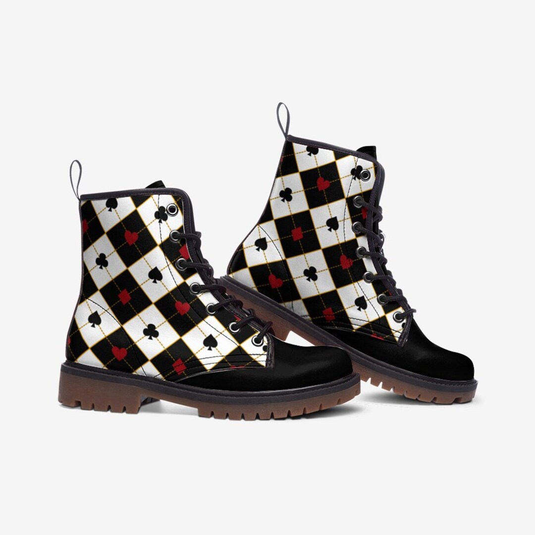 Checkered Combat Boots / Mad Hatter Style - Etsy