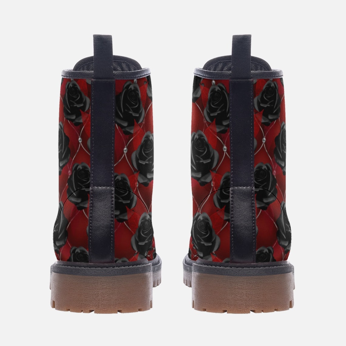 Black Rose Custom Boots With Striking Red Wire Background - Etsy