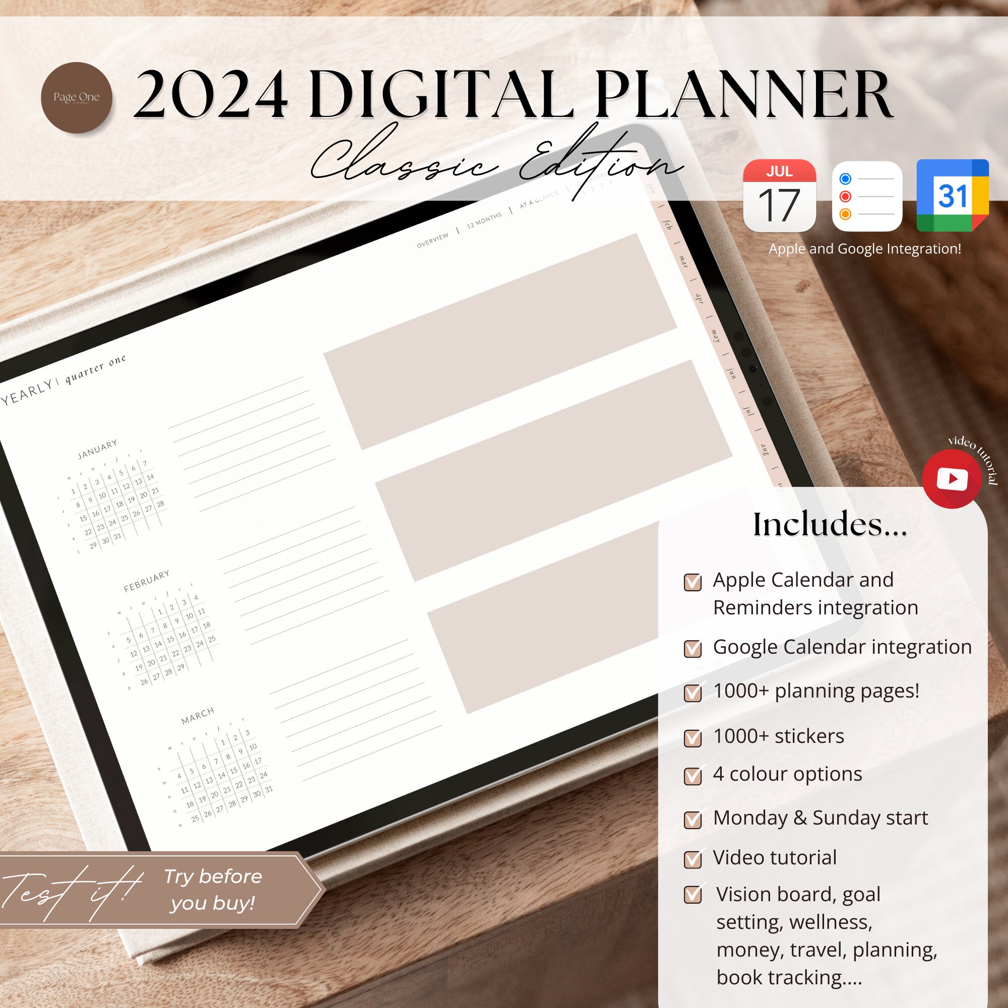 2024 Digital Planner Classic Edition // Daily, Weekly, Monthly and ...