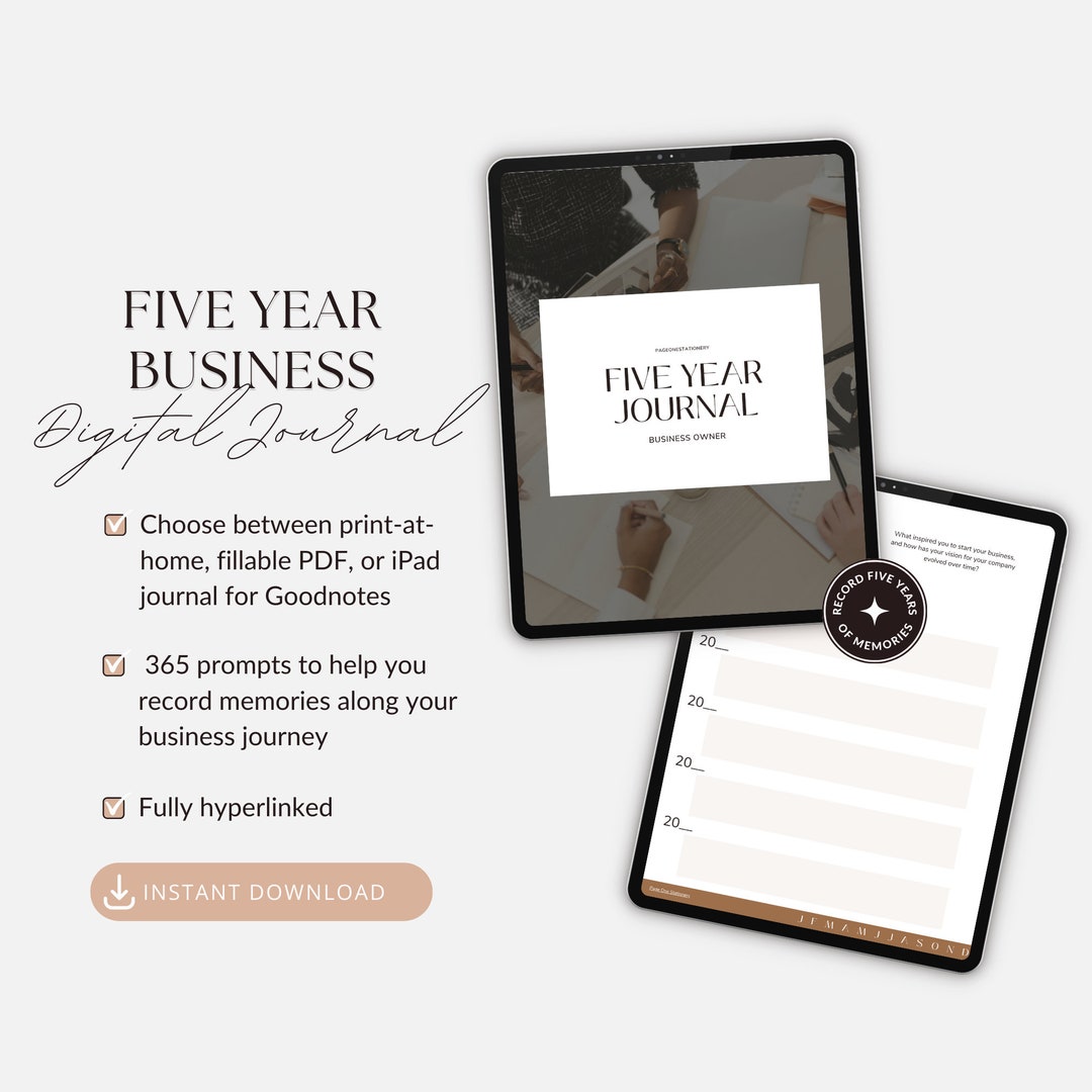 Five Year Journal // 5-year Journal, Journal for Business Owners, Five ...