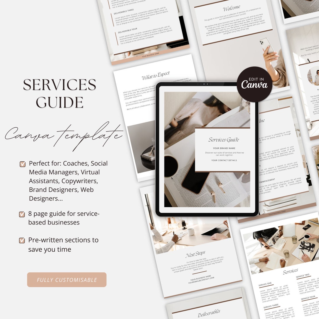 Services Guide Canva Template // Services and Pricing Template, Canva ...