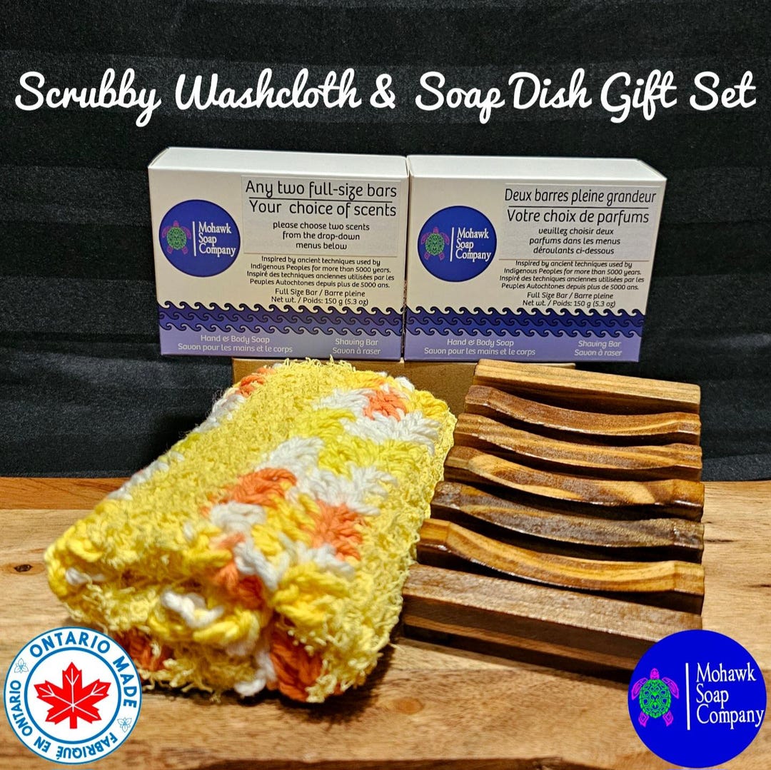 Indigenous Soap Gift Set Two Large Bars, Large Crocheted Scrubby ...