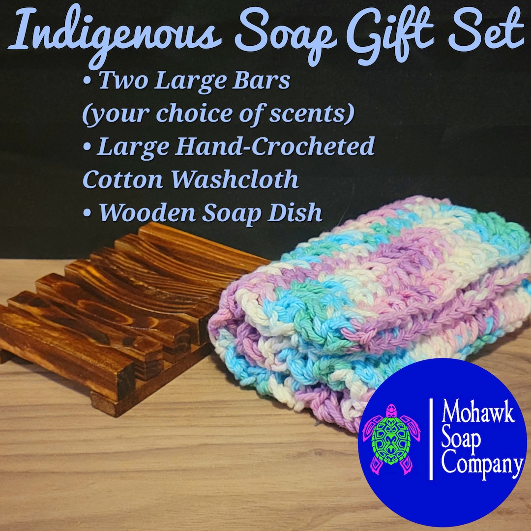 Indigenous Soap Gift Set Two Large Bars, Large Crocheted Washcloth and ...
