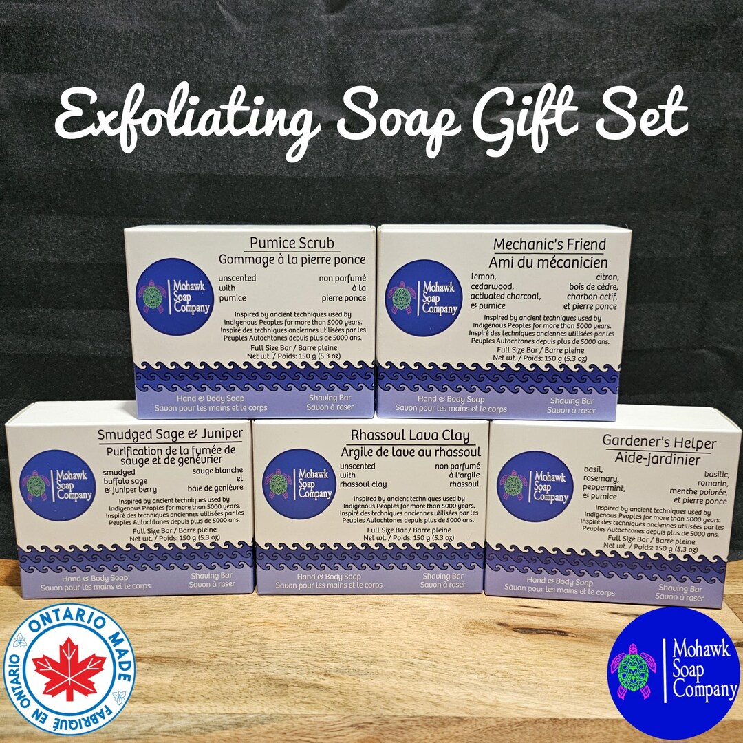 Exfoliating Soap Gift Set | 5 Full-size Bars of Exfoliating Indigenous ...