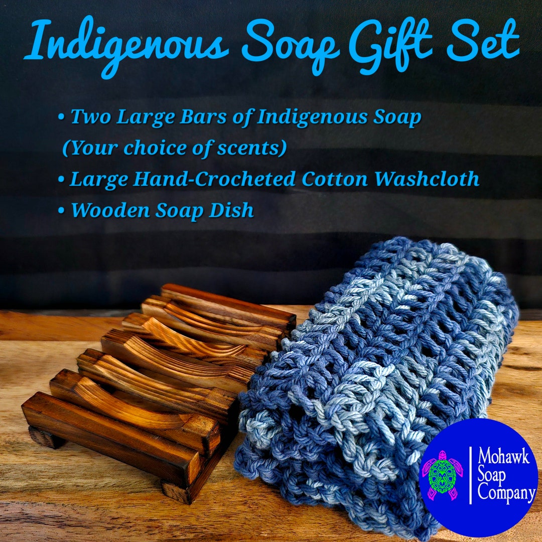 Indigenous Soap Gift Set Two Large Bars, Large Crocheted Washcloth and ...