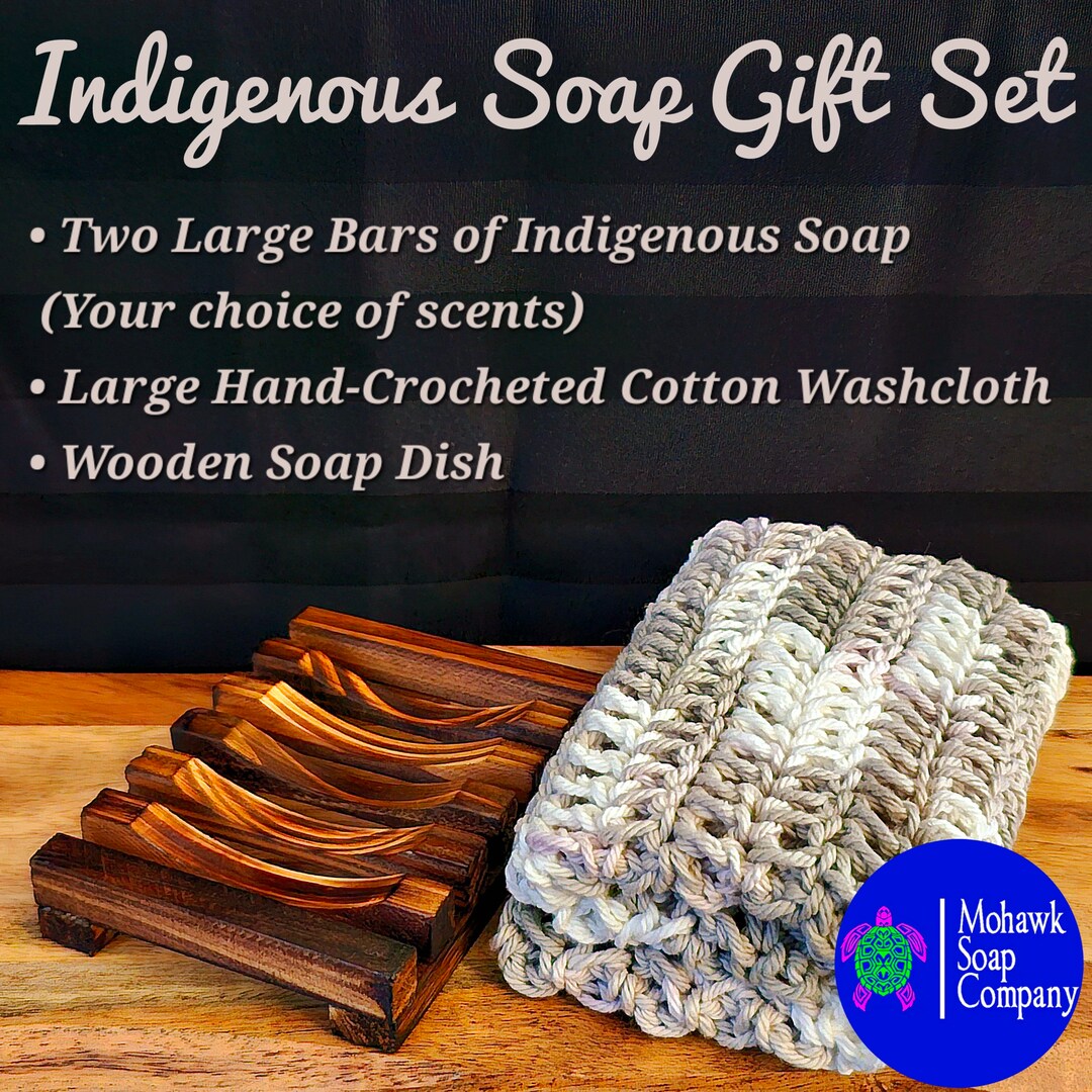 Indigenous Soap Gift Set Two Large Bars, Large Crocheted Washcloth and ...