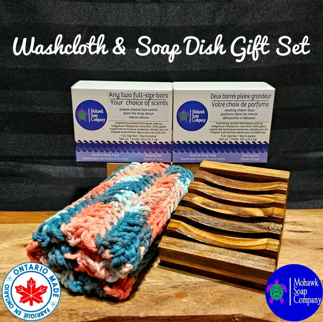 Indigenous Soap Gift Set | Two Large Bars, Crocheted Cotton Washcloth ...