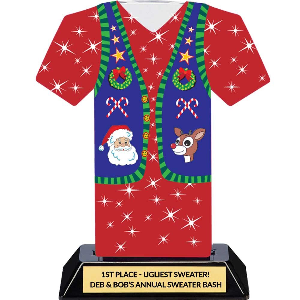 Ugly Christmas Sweater Trophy Tacky Red Sweater Party Award - Etsy ...