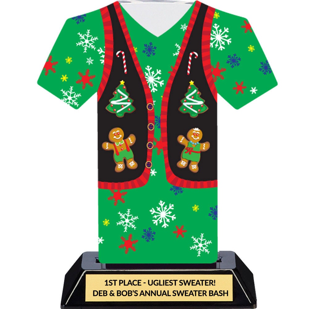 Ugly Christmas Sweater Trophy - Tacky Green Sweater Party Award ...