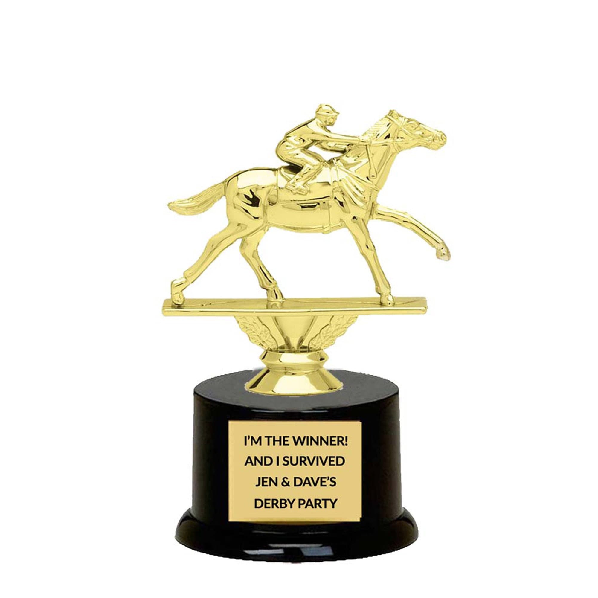 Kentucky Derby Race Horse Trophy, Free Custom Engraving, Gold Jockey on ...