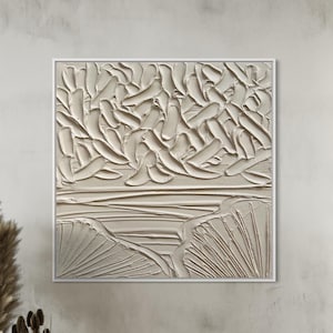 Large SEA SHELLS Minimalist Wall Art | Plaster Art | Beige Textured ...