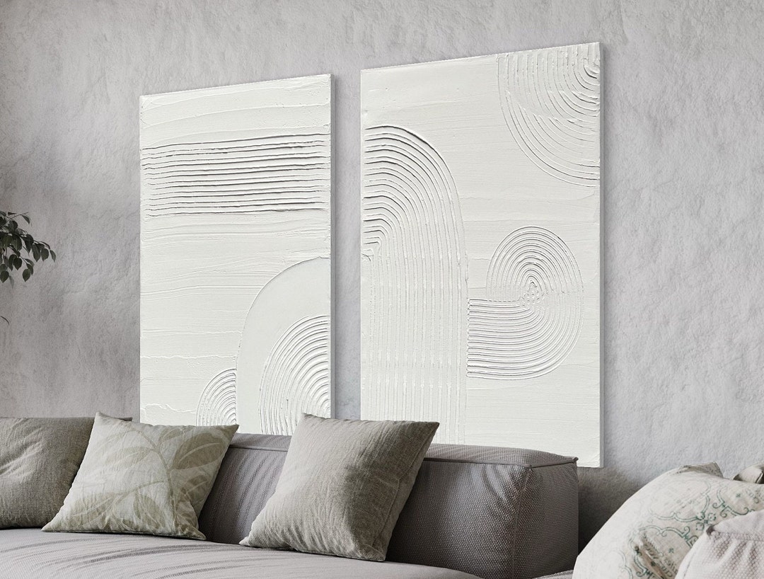 White Modern Minimalist Wall Art Plaster Art Matte Textured Wall Art ...