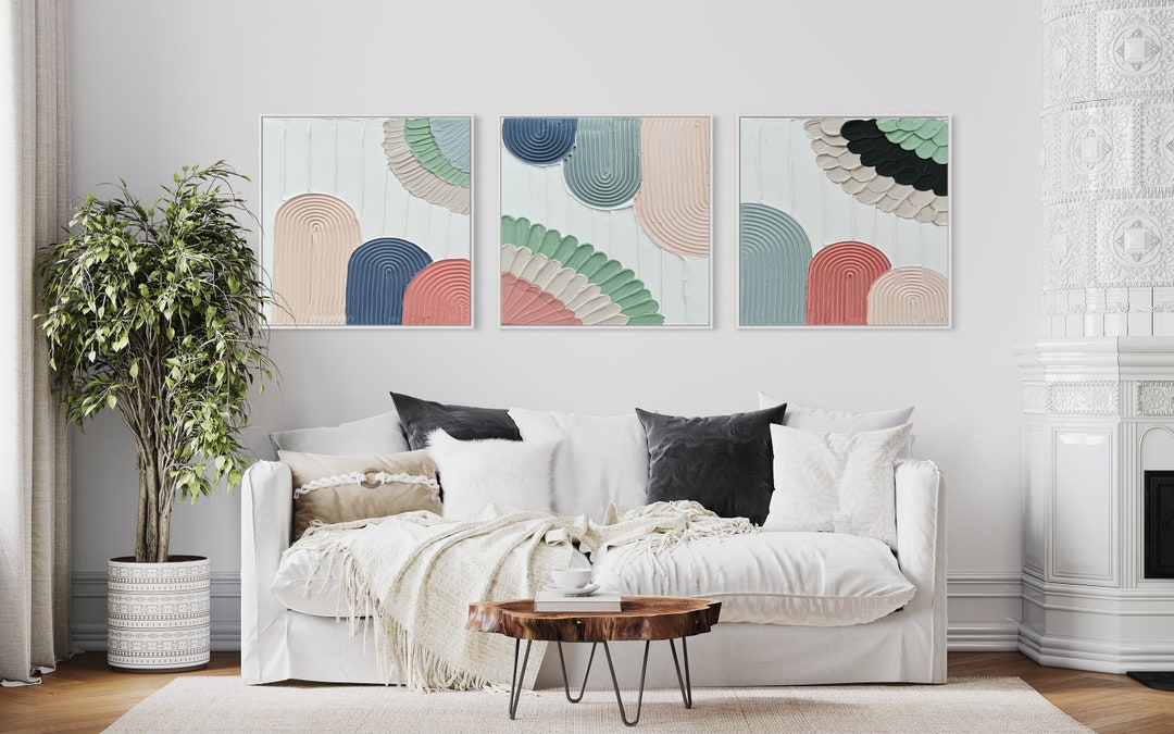 Geisha Colors Plaster Wall Art Set of 3 | Minimalist Textured Artworks ...