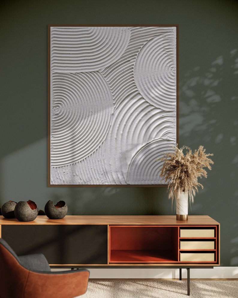 Large Textured Circle Plaster Wall Art | Minimalist Abstract Painting ...