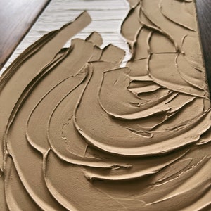 Large Beige Brown OCEAN WAVES Minimalist Wall Art Plaster Art Textured ...