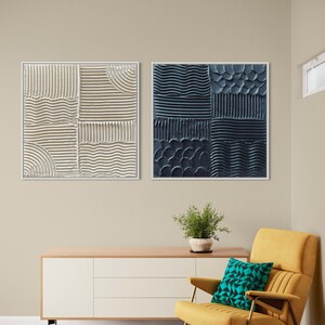Large Loco Beige & Black Wall Art Set of 2 | Plaster Artworks | Matte ...