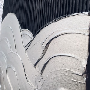 Large Black Silver WAVES Minimalist Wall Art Plaster Art Metallic Textured Wall Art Spackle Art ...