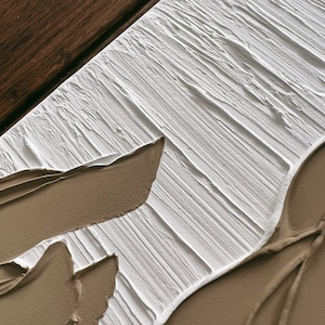 Large Beige Brown OCEAN WAVES Minimalist Wall Art Plaster Art Textured ...