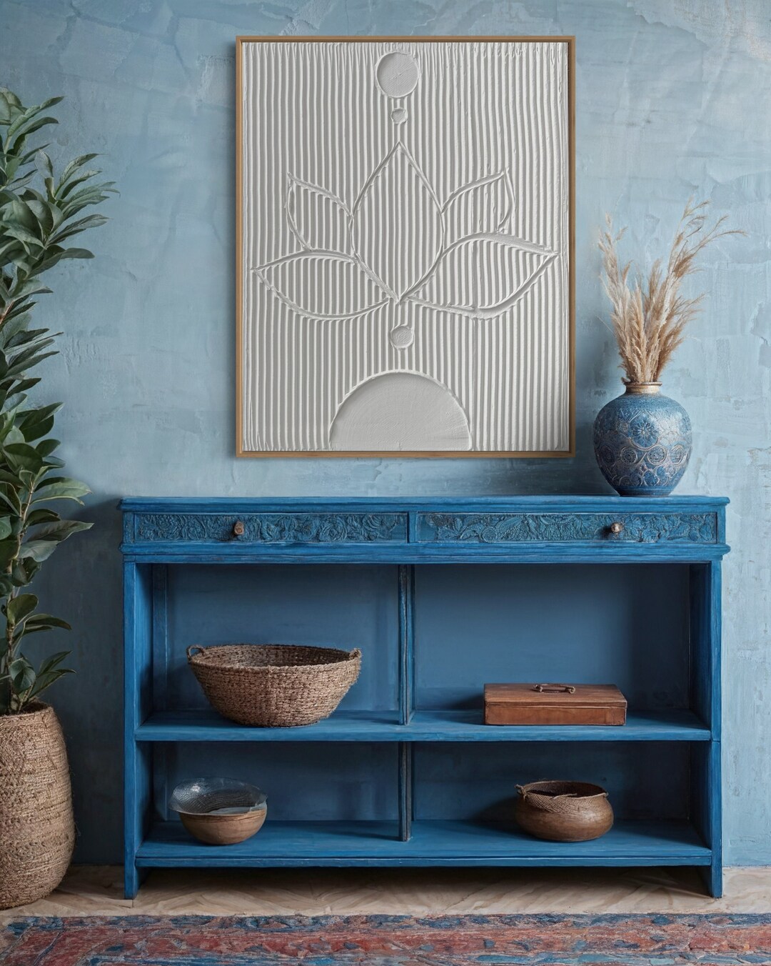 Large MAGNOLIA Minimalist Artwork | Plaster Art | 3D White Textured ...