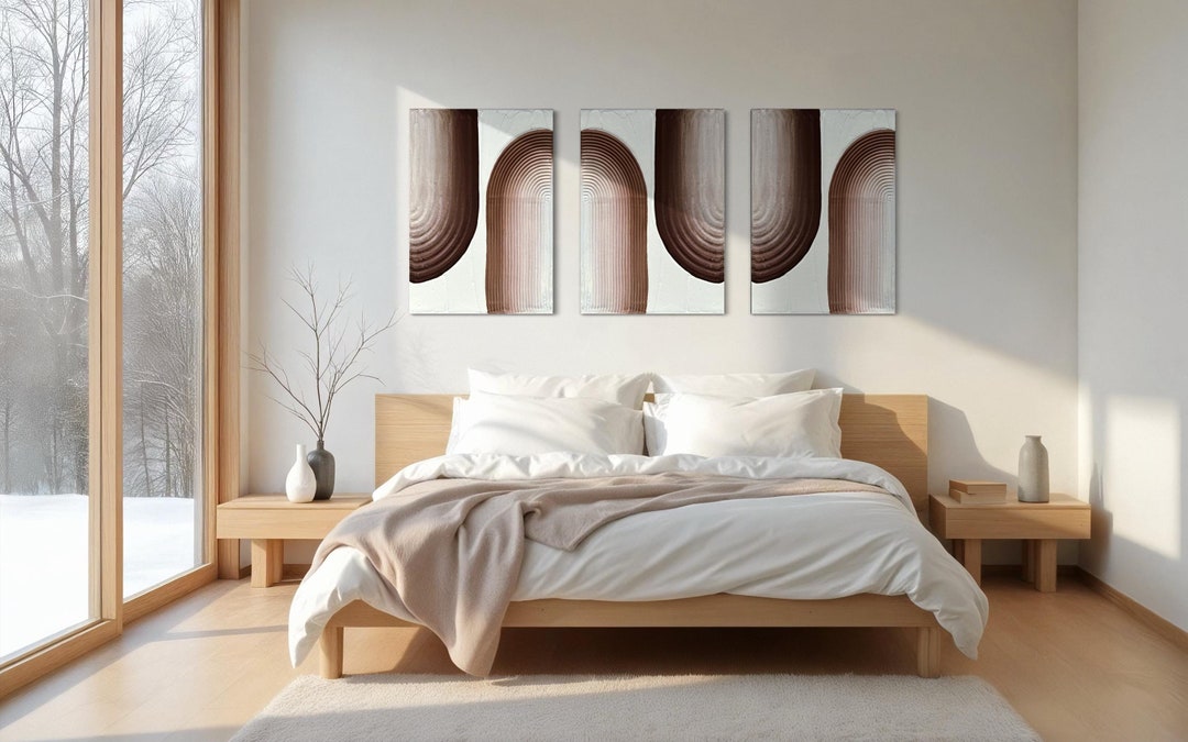 Brown Ombre Arch Plaster Arts Set of 3 | Beige Textured 3D Frame Wall ...