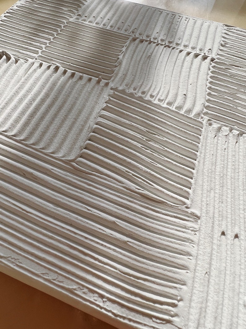 Square Minimalist Wall Art Plaster Art Matte White - Etsy