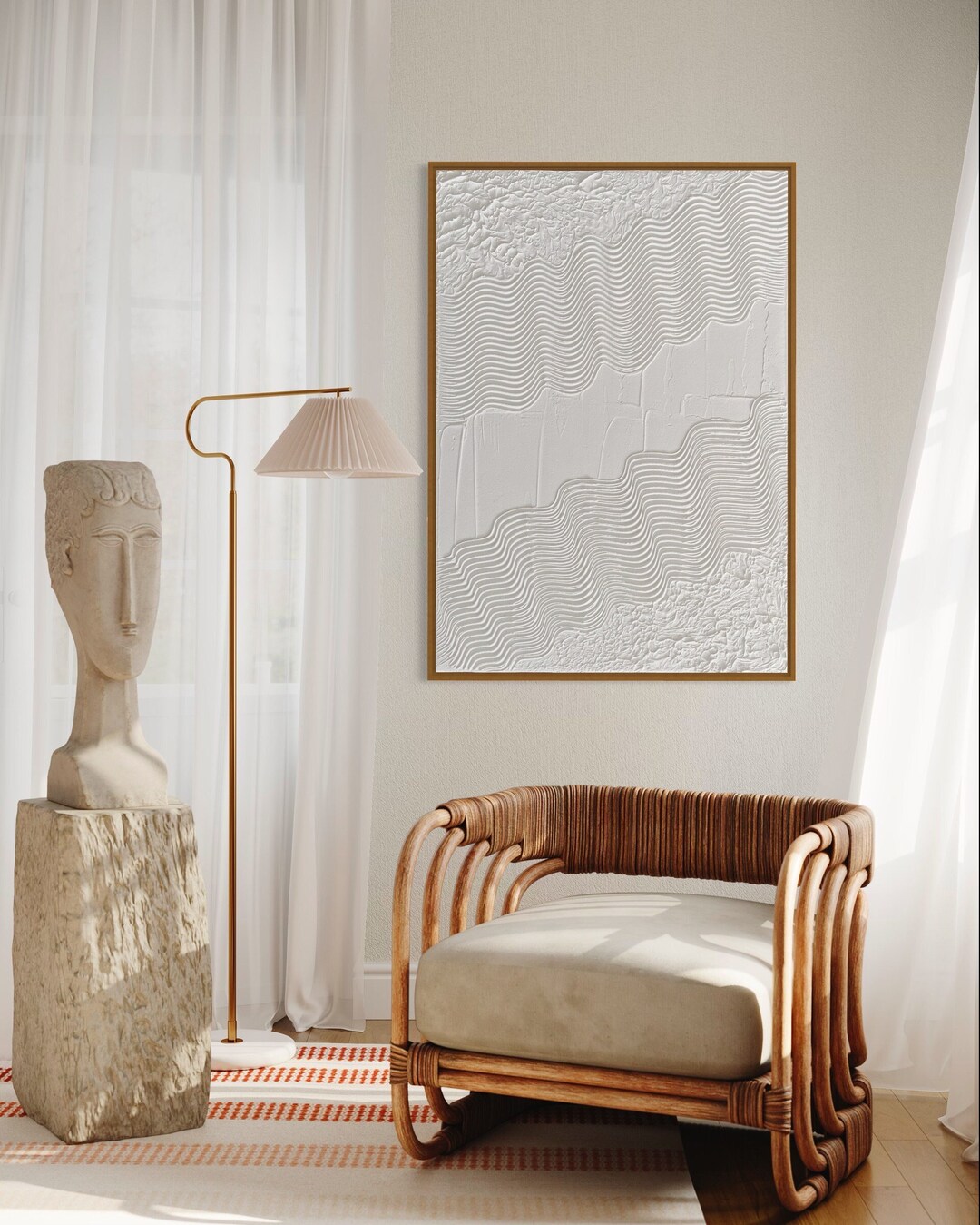 Large WHITE DREAM Minimalist Wall Art | Plaster Artwork | Matte ...