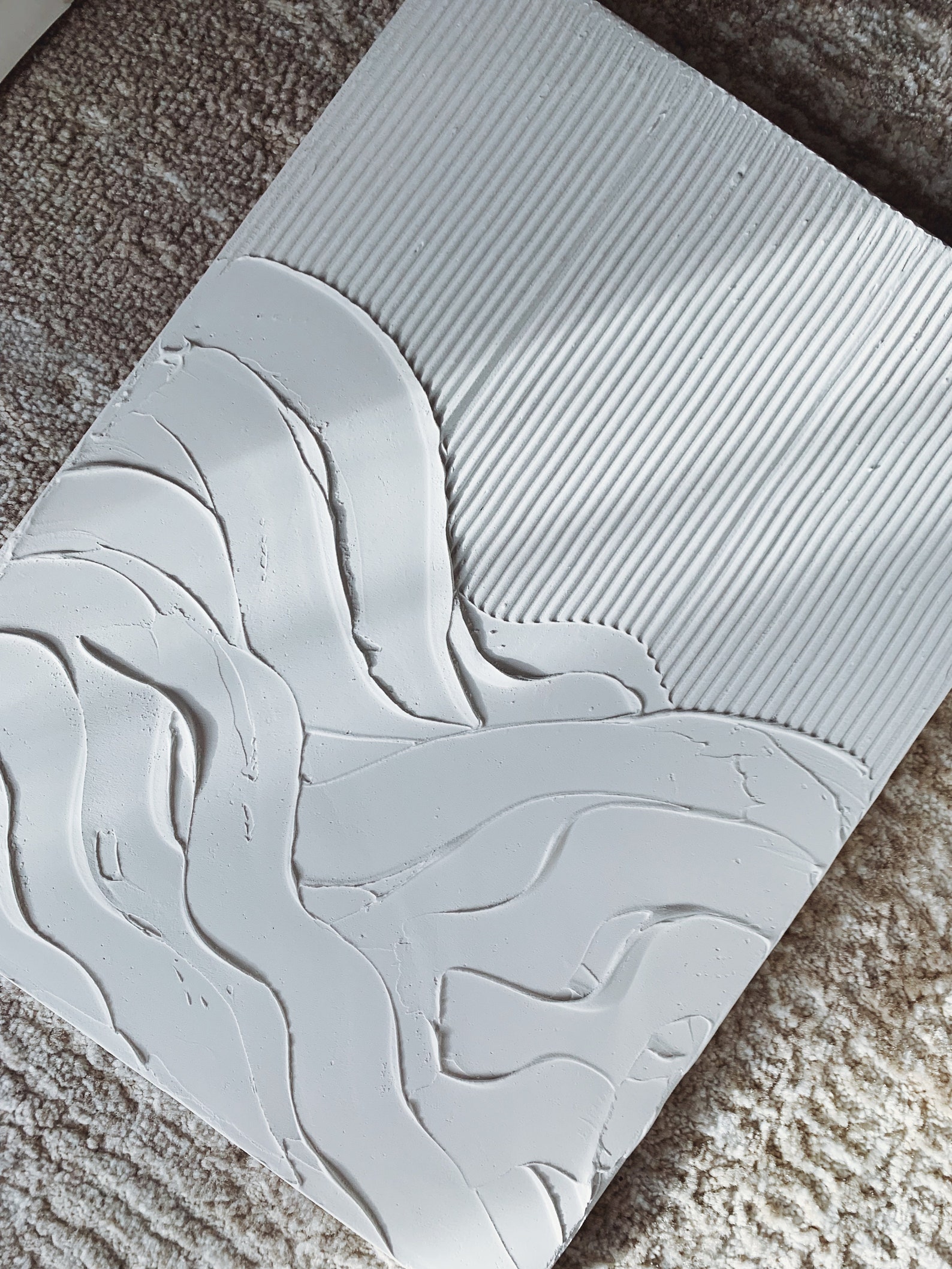 Large WAVES Minimalist Wall Art Plaster Art Matte White - Etsy