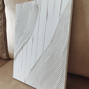 White WAVY Minimalist Wall Art Plaster Art Neutral - Etsy