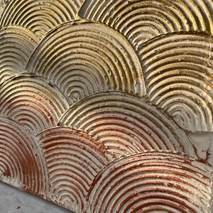 Golden Metallic Shells Wall Art | Plaster Artwork | Beige Textured 3D ...